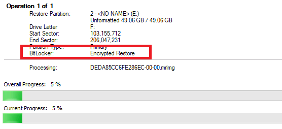 Restoring BitLocker Encrypted Partitions