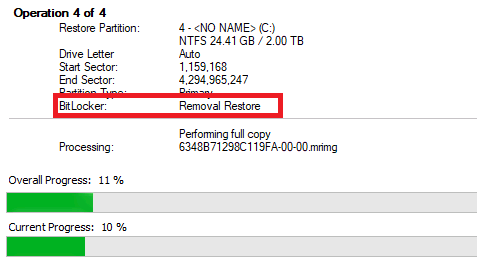 Restoring BitLocker Encrypted Partitions