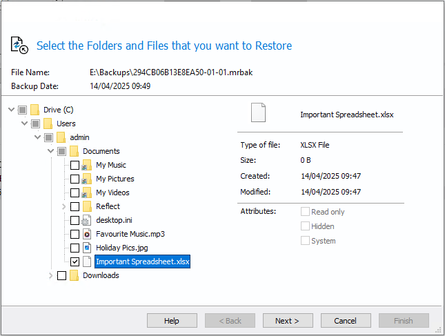 Restoring File and Folder Backups