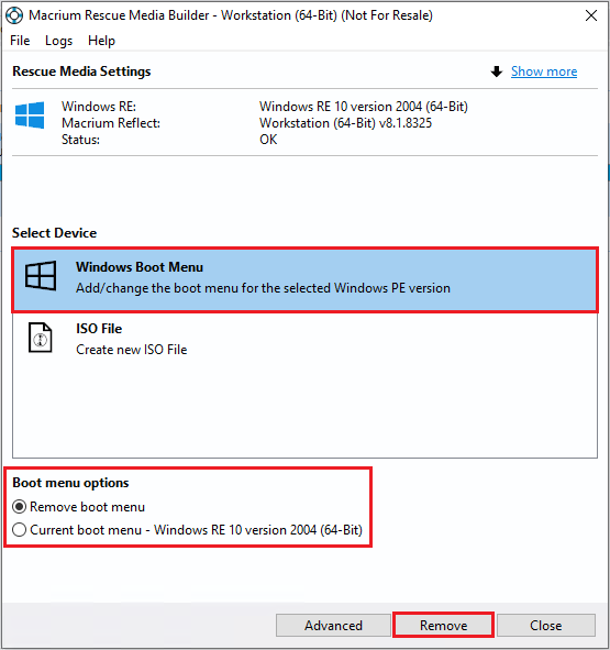Adding a Windows Boot Menu Option for Macrium Rescue Media