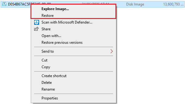 Macrium Windows Explorer Shell Integration