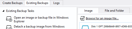 Restoring Image Backups within Windows