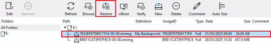 Restoring Image Backups within Windows