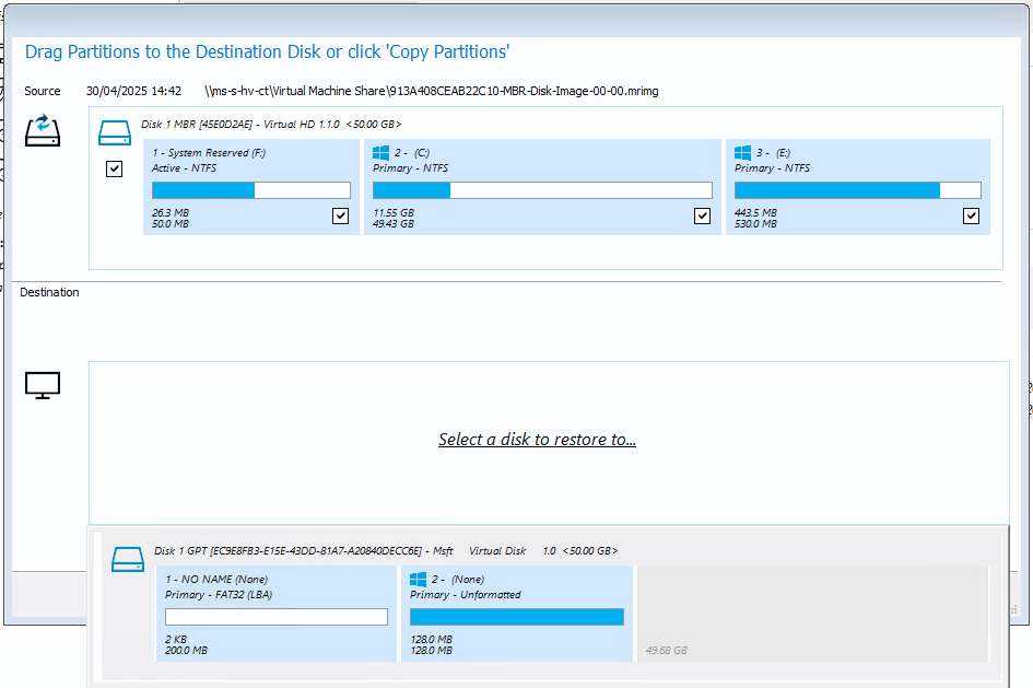 Restoring an MBR System Image to a GPT Disk