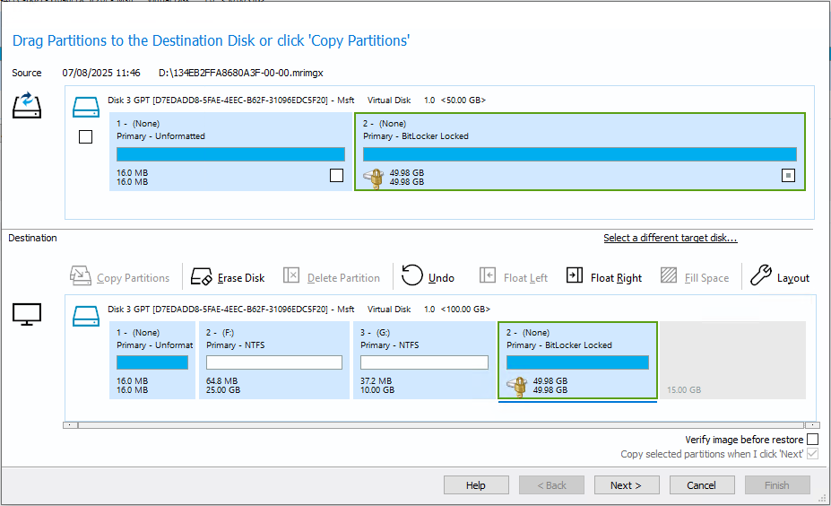 Restoring BitLocker Encrypted Partitions