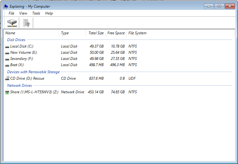 Restoring Images using the Rescue Media