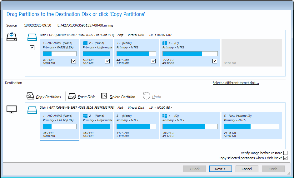 Restoring Images using the Rescue Media