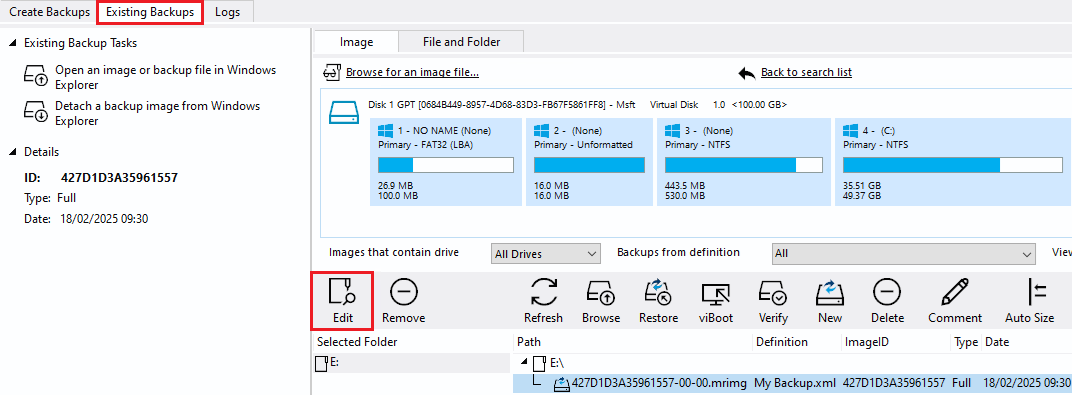 Restoring Image Backups within Windows