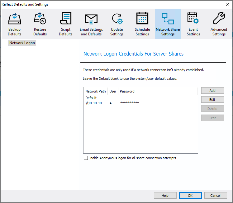 Network Share Settings