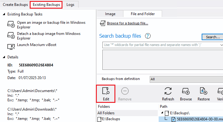 Restoring File and Folder Backups
