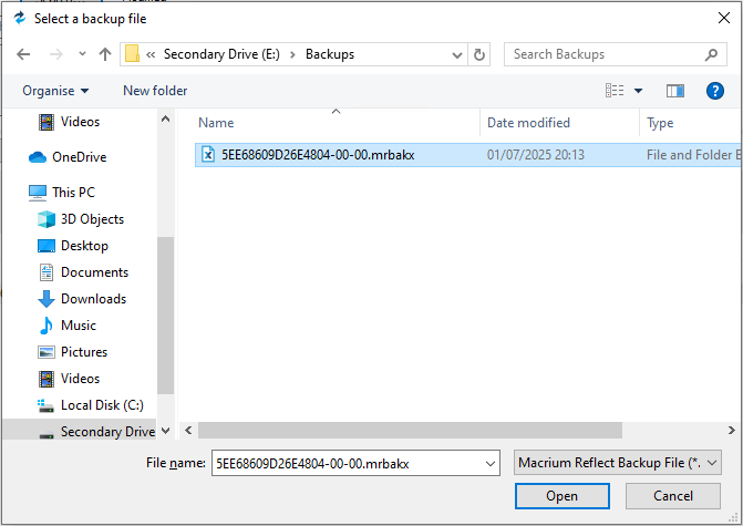 Restoring File and Folder Backups
