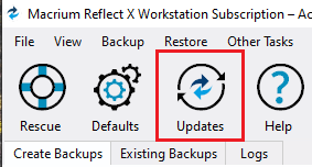 Updating Macrium Reflect X