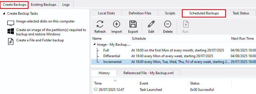 Managing Backup Schedules