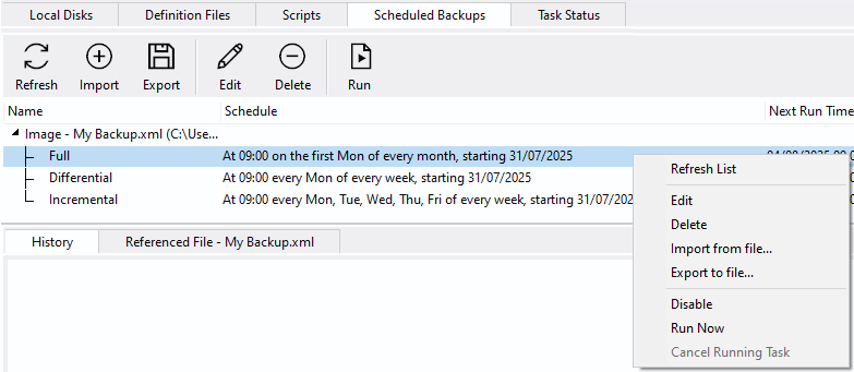 Managing Backup Schedules