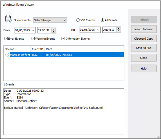 Viewing Macrium Reflect Log Files