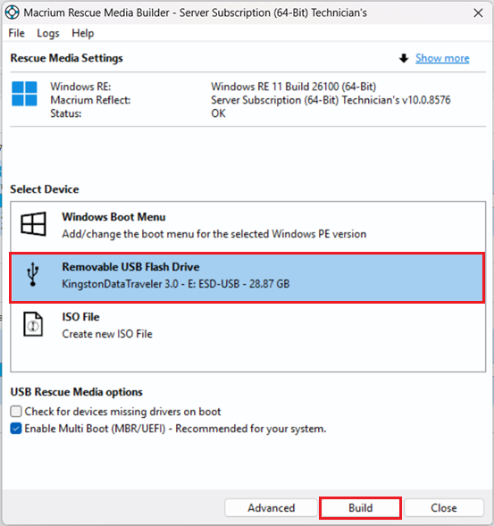 Creating a USB Flash Drive Rescue Media