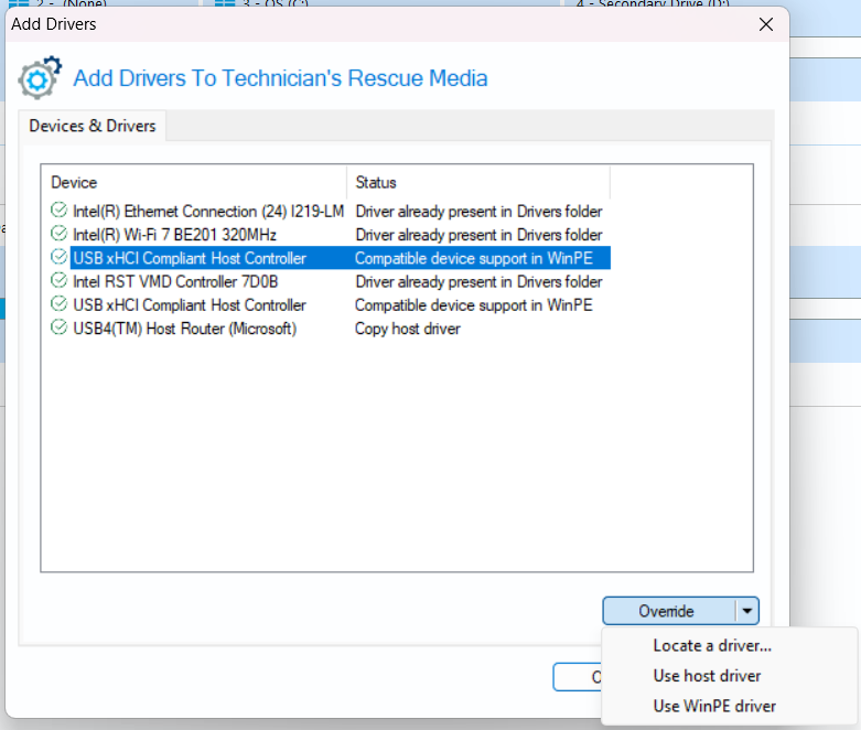 Harvesting Drivers with the Technician’s Rescue Media