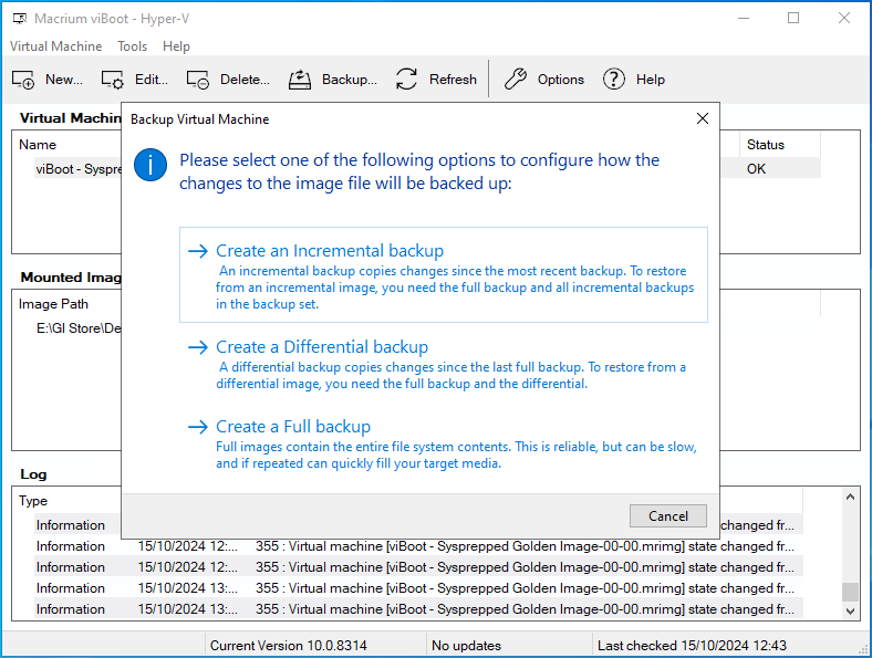 Updating Golden Images with Macrium viBoot