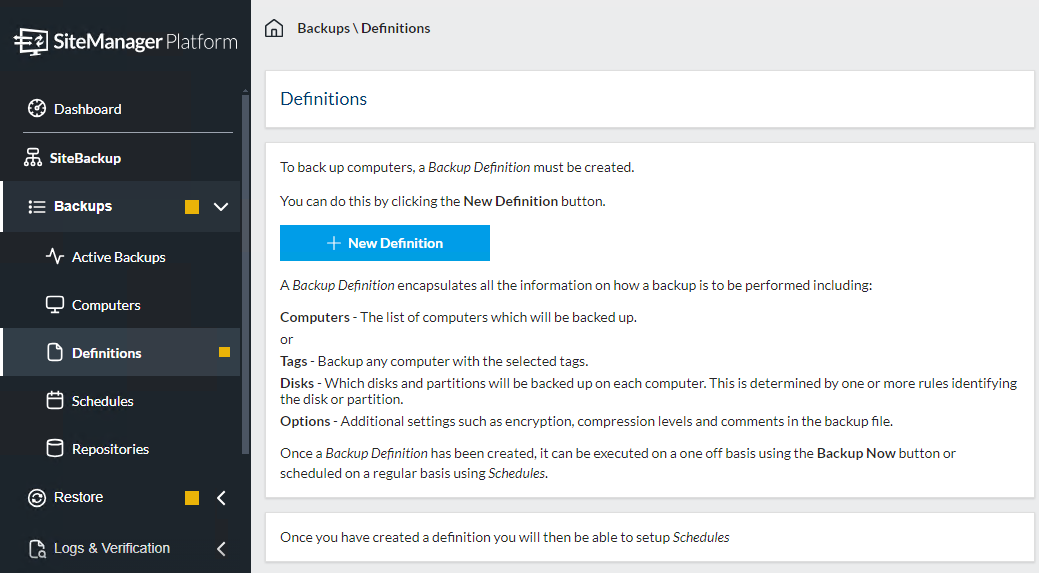Creating a Disk Image Definition