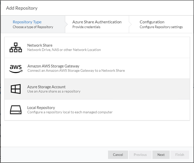 Creating an Azure Storage Account Repository
