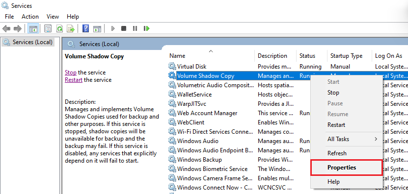 Troubleshooting Microsoft VSS Errors